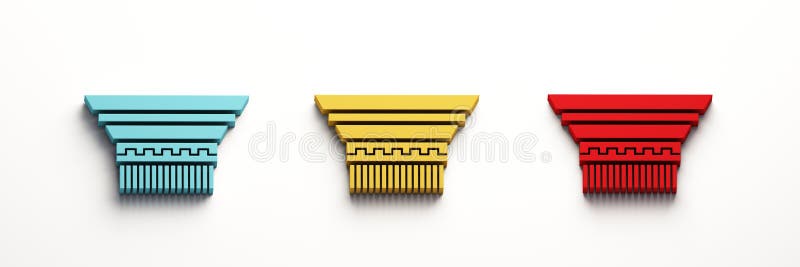 Three Capital Columns. 3D Render Illustration Stock Illustration ...