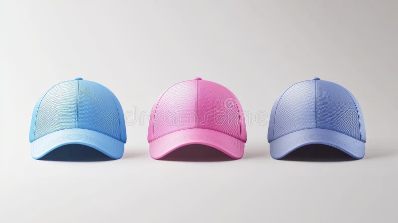 Three Caps in Pastel Colors Lined Up Side by Side Stock Photo - Image ...