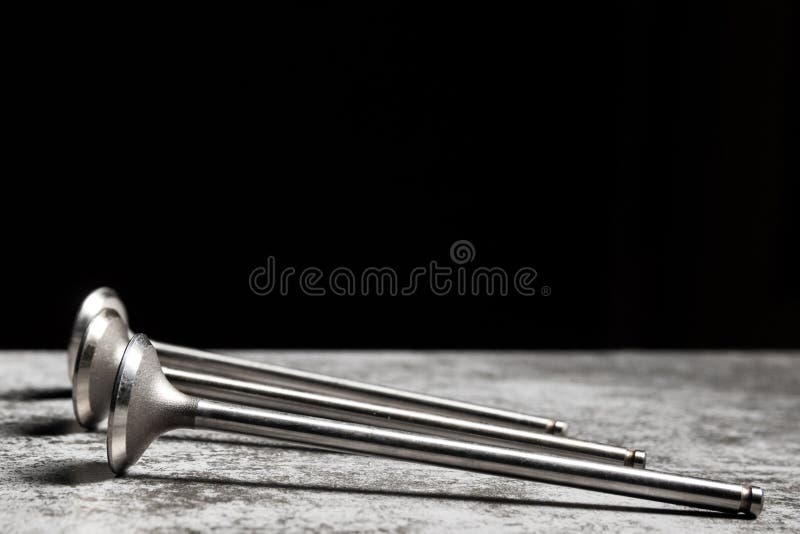 Three Car Engine Valves Lie on the Table. Valve from Internal ...