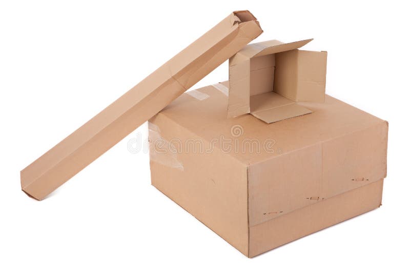 Three cardboard boxes stock photo. Image of parcel, delivery - 9527514