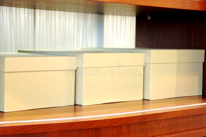 Three Cardboard Boxes. Beige Corrugated Cardboard Boxes. Three Beige ...