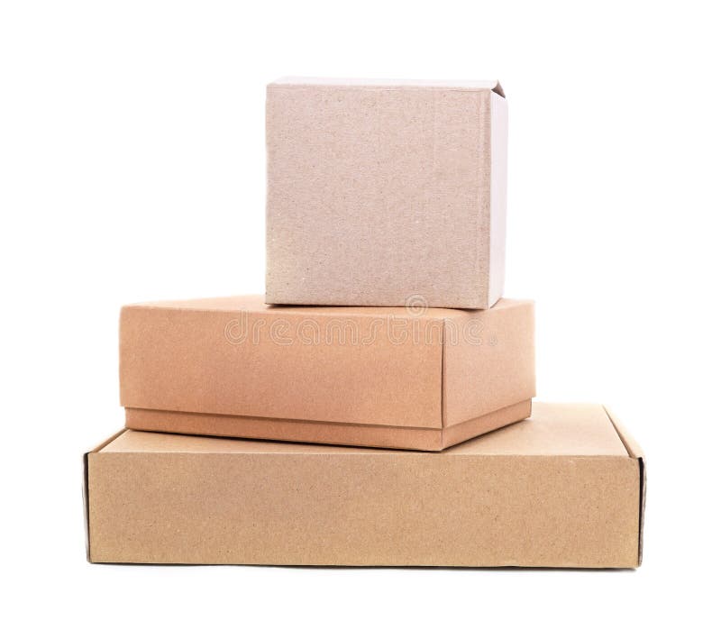 Three Cardboard Boxes for Gifts with Bows from Silk Tape Stock Photo ...