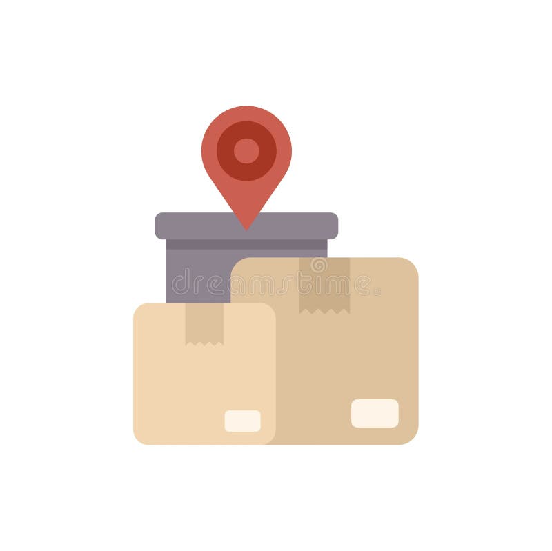 Cardboard Boxes with Location Pin Showing Successful Delivery Stock ...