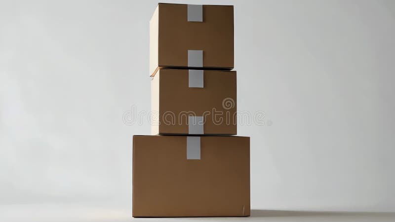 Stacked Cardboard Boxes in a Minimalistic Setting Showcasing Delivery ...