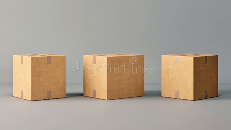 Three Cardboard Boxes Sitting Next To Each Other. Suitable for ...