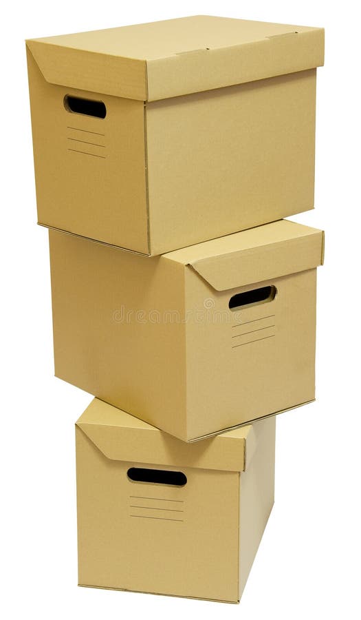 Three Cardboard Boxes Stack Stock Image - Image of large, open: 12089837