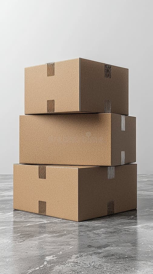 Three Cardboard Boxes Stacked on Top of Each Other in a Neat ...