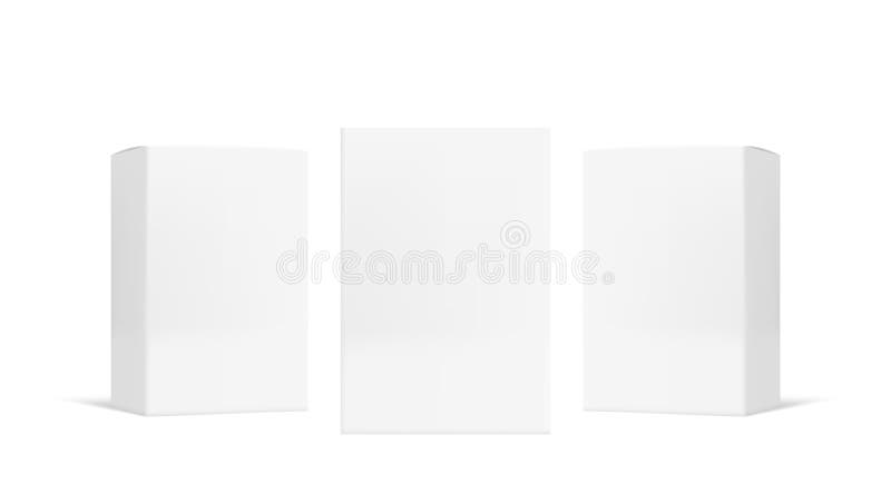 Three Cardboard Packaging Boxes Mockup on White Stock Illustration ...