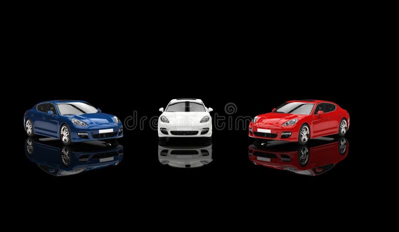 A Set of Three Cars Painted in Different Colors Stock Vector ...