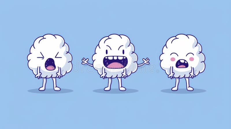 Three Cartoon Characters with Different Expressions on Their Faces, AI ...