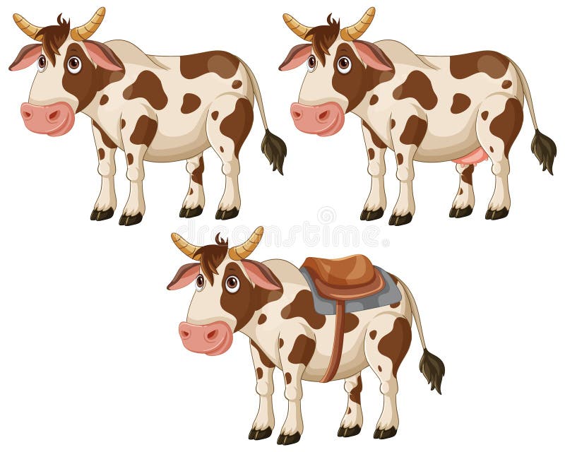 Cartoon Cows Farm Animals Comic Characters Set Stock Vector ...