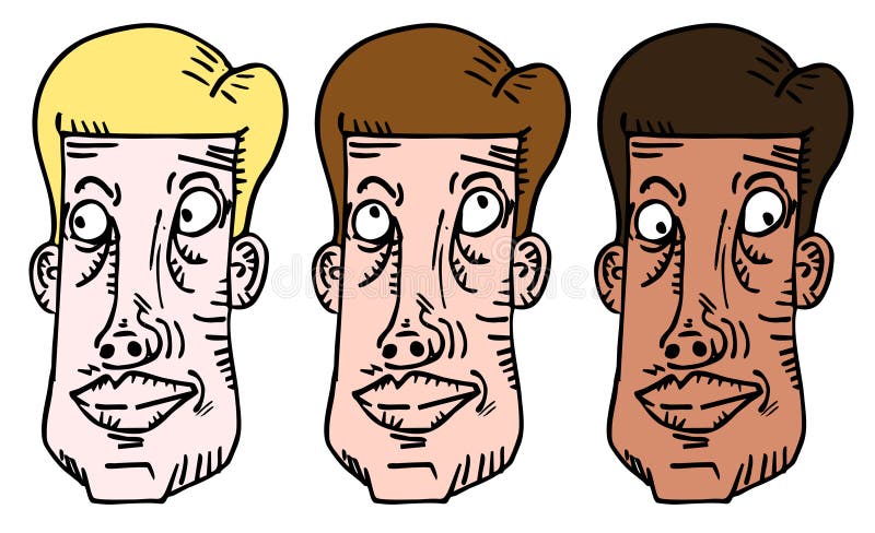Three cartoon faces stock vector. Illustration of caucasian - 24883290