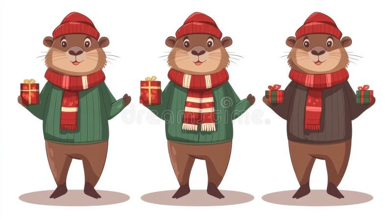 Three cartoon otters are stock illustration. Illustration of generated ...