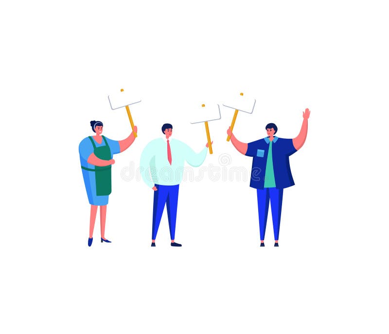 Three Cartoon People Holding Rollers with Paint. Artistic Team Working ...