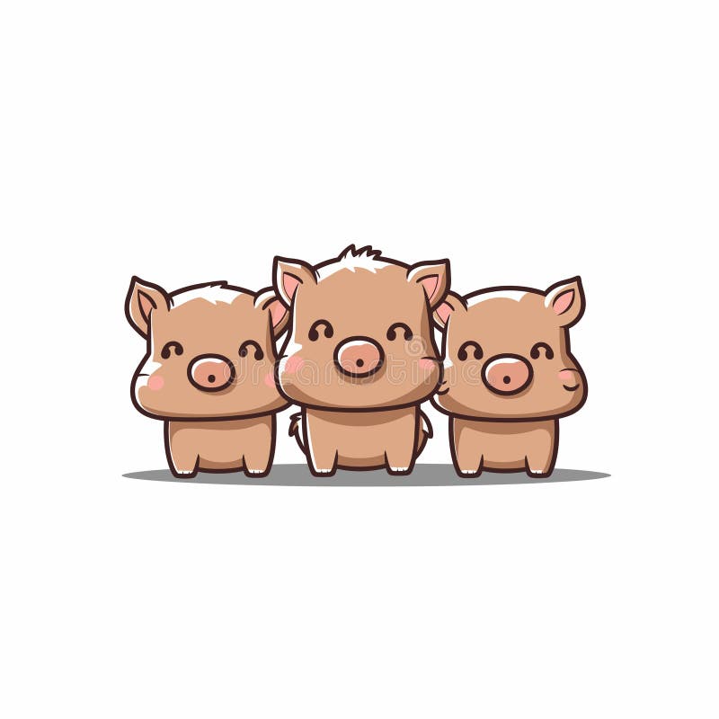 Three Cartoon Pigs Standing Together in a Playful Pose Stock Vector ...