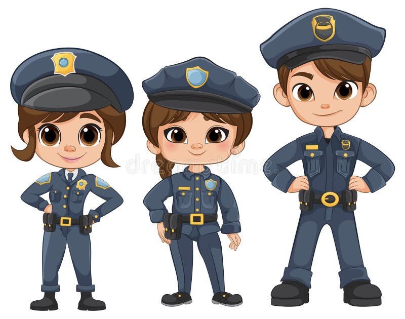 Three cartoon police stock vector. Illustration of police - 339579524