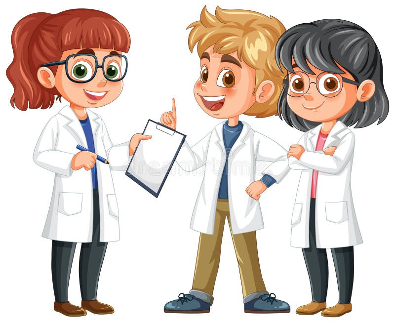 Three Cartoon Scientists Discussing Stock Vector - Illustration of ...