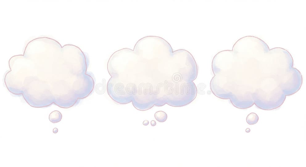 Three Cartoon-style Thought Bubbles with a Fluffy Cloud Shape are ...