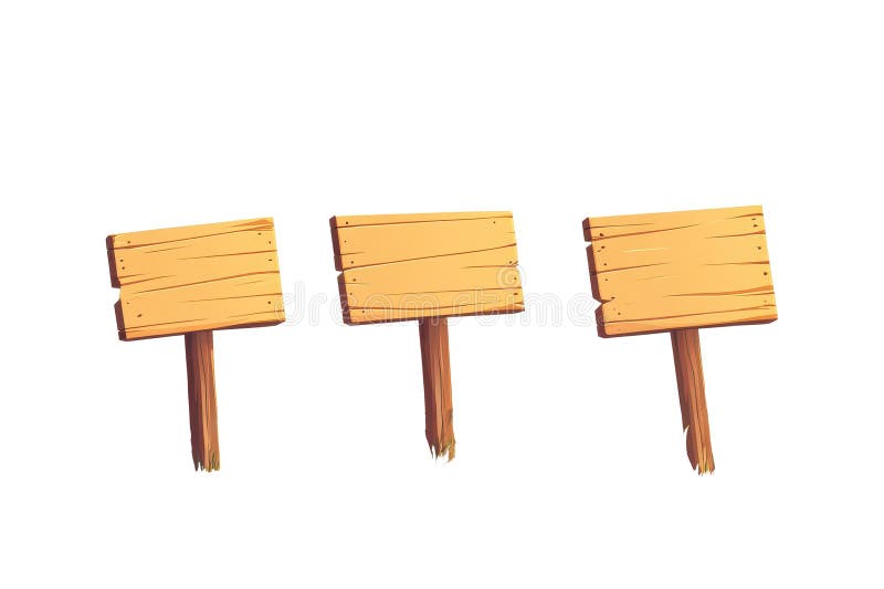 Three Cartoon Wood Plank Signposts for Direction or Message Stock Image ...