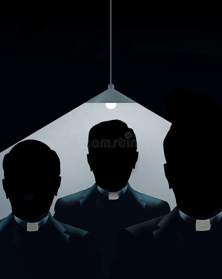 Three Catholic Priests Appear in Shadows Stock Illustration ...