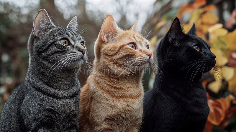 Cats Autumn Garden Profile Stock Illustrations – 3 Cats Autumn Garden ...