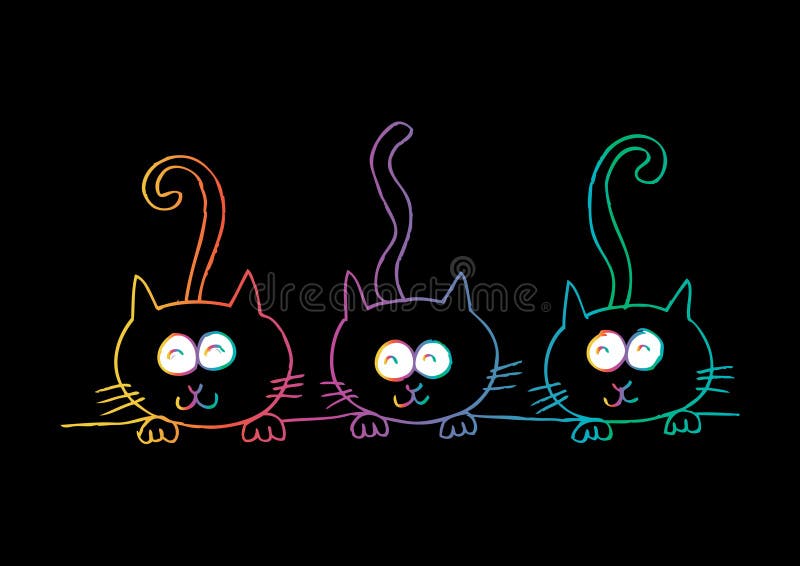 Three cats. Cartoon style stock illustration. Illustration of ginger ...