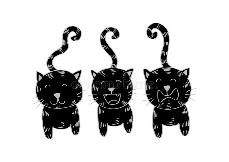 Three cats. Cartoon style stock illustration. Illustration of ginger ...