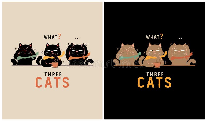Three Cats and Coffee - Cat Lover Stock Vector - Illustration of ties ...
