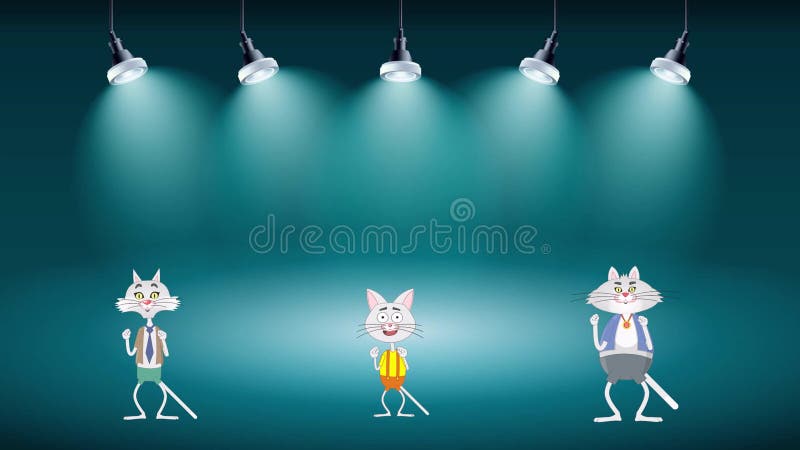 Three Cats Dancing on Stage. Cartoon Stock Footage - Video of dancing ...