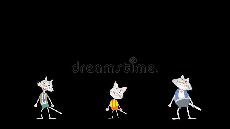 Three Cats Dancing on the Red Stage. Cartoon. 4k Stock Footage - Video ...