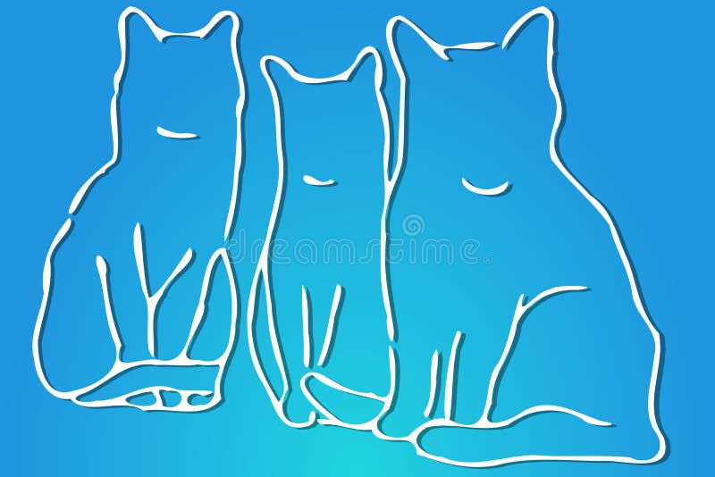 Three Cats stock vector. Illustration of feline, blue - 50854426