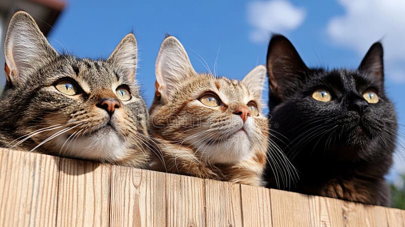 Three Cats Looking Over Fence Stock Photos - Free & Royalty-Free Stock ...