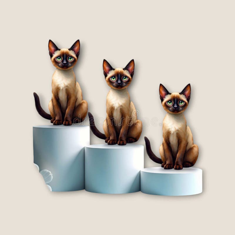Three cats on a podium stock photo. Image of cute, podium - 363910716