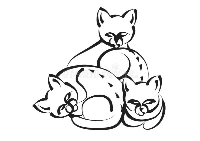 Three Cats Silhouette Stock Illustrations – 151 Three Cats Silhouette ...