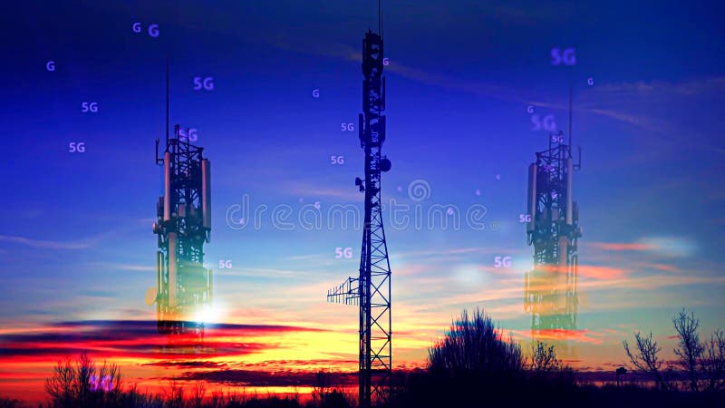 Three Cellular Communication Towers for the 5G Transmission of Mobile ...
