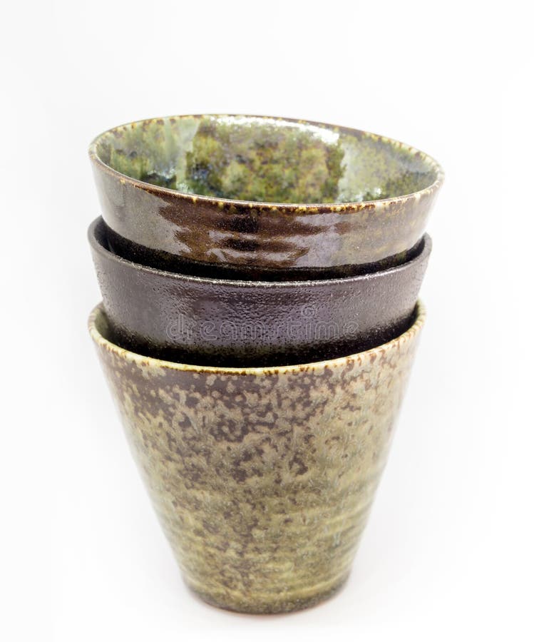 Three Ceramic Cups of the Same Shape but the Pattern is Different Stock ...
