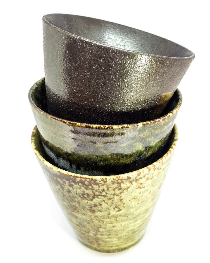 Three Ceramic Cups of the Same Shape but the Pattern is Different Stock ...