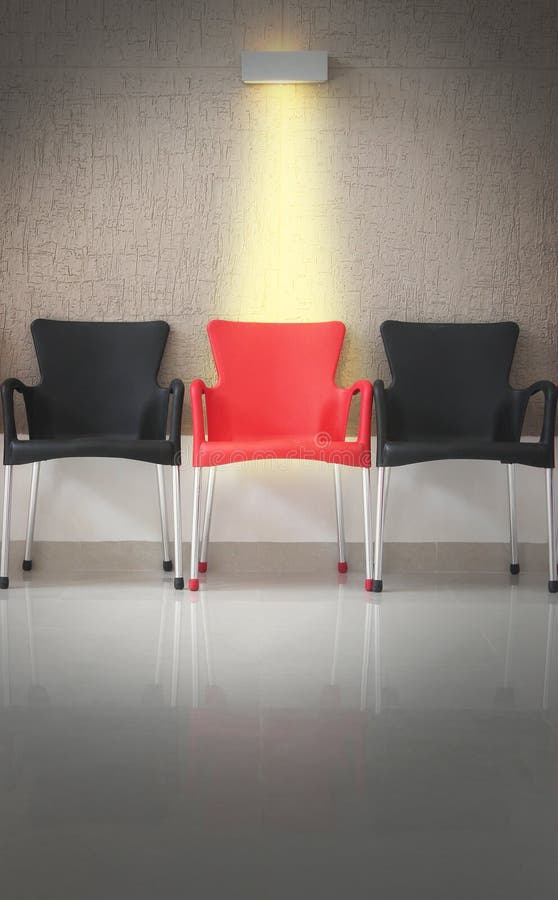 Three Chairs in Line and Light on the Middle Chair Stock Image - Image ...