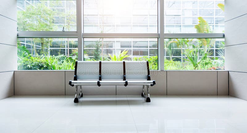 Three Chairs in Modern Building Stock Image - Image of floor, hallway ...