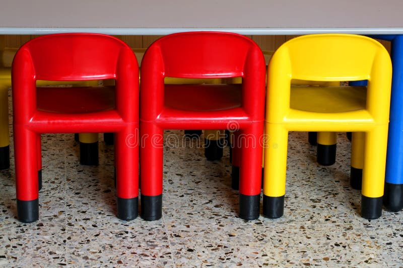 Three Chairs in a Nursery for Small Children Stock Image - Image of ...