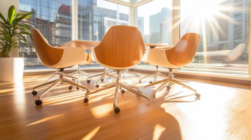 Three Chairs are Positioned in Front of a Table Inside a Room, Creating ...