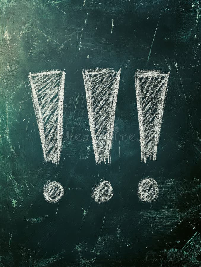 Three Chalk Exclamation Marks on a Blackboard Stock Image - Image of ...