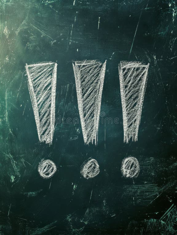 Three Chalk Exclamation Marks on a Blackboard Stock Image - Image of ...