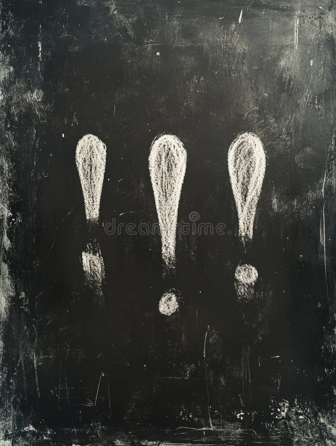 Three Chalk Exclamation Marks Stock Photo - Image of urgency, alert ...