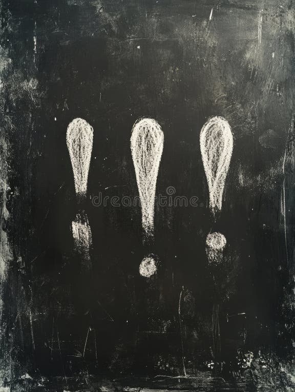 Three Chalk Exclamation Marks Stock Photo - Image of urgency, alert ...