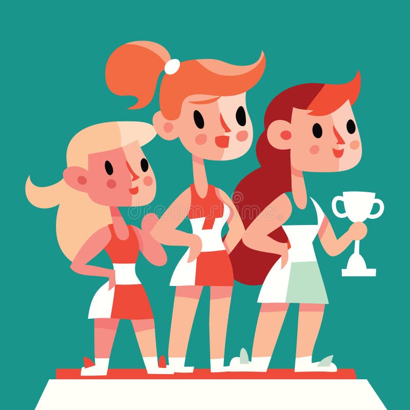 Three Champion Sportswomen on a Podium Stock Vector - Illustration of ...