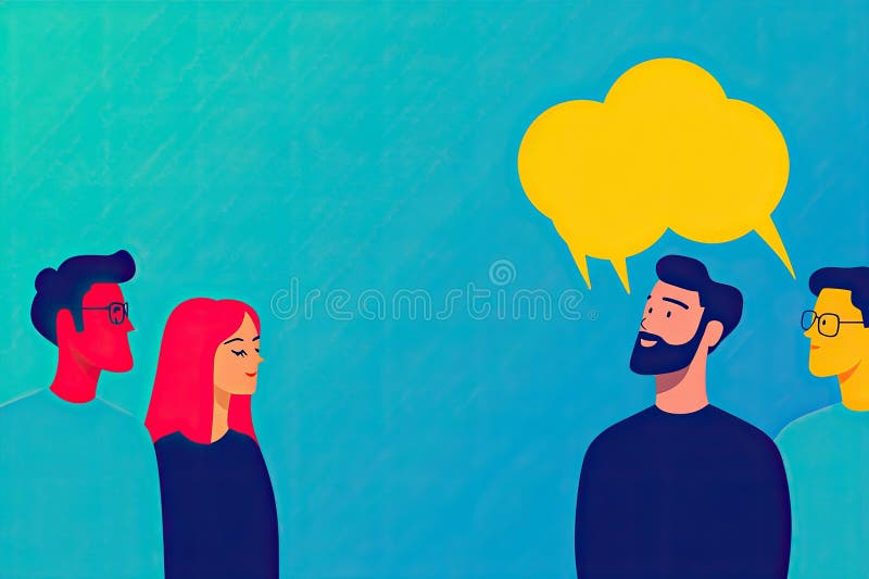 Three Characters Engaging in Dynamic Dialogue Against a Vibrant ...