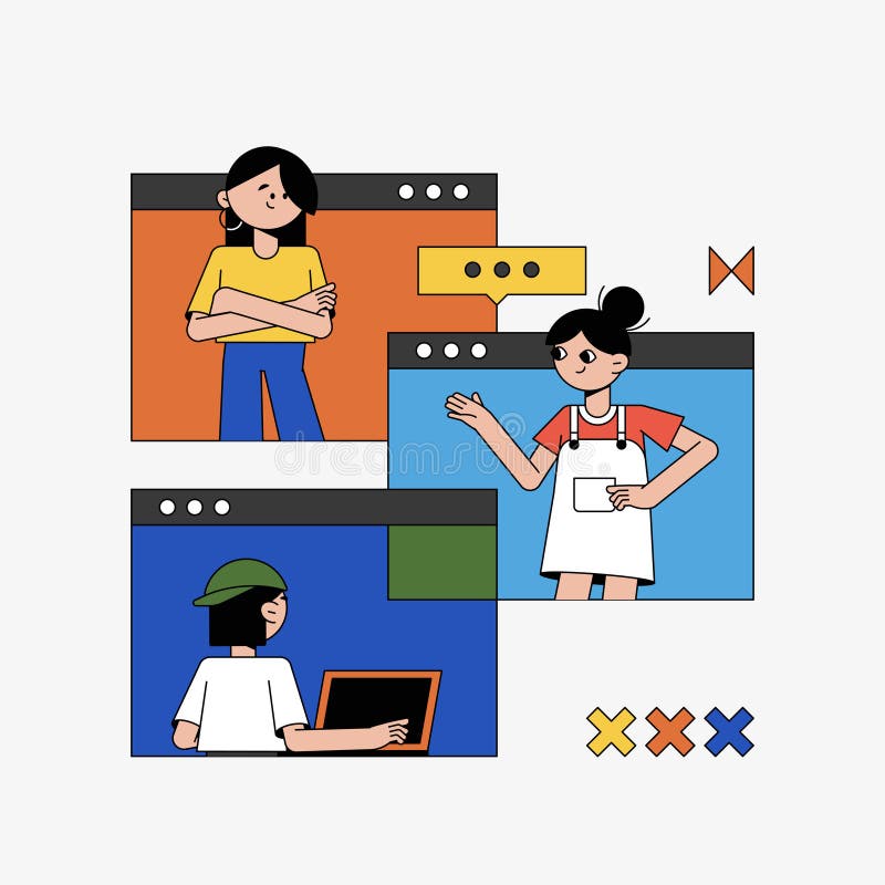 Three Characters Engaging in Online Communication and Collaboration in ...