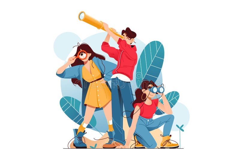 Three Characters Searching for Something Stock Vector - Illustration of ...