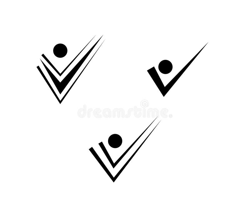 Three Checkmark Tick Icons Silhouette on White Stock Vector ...